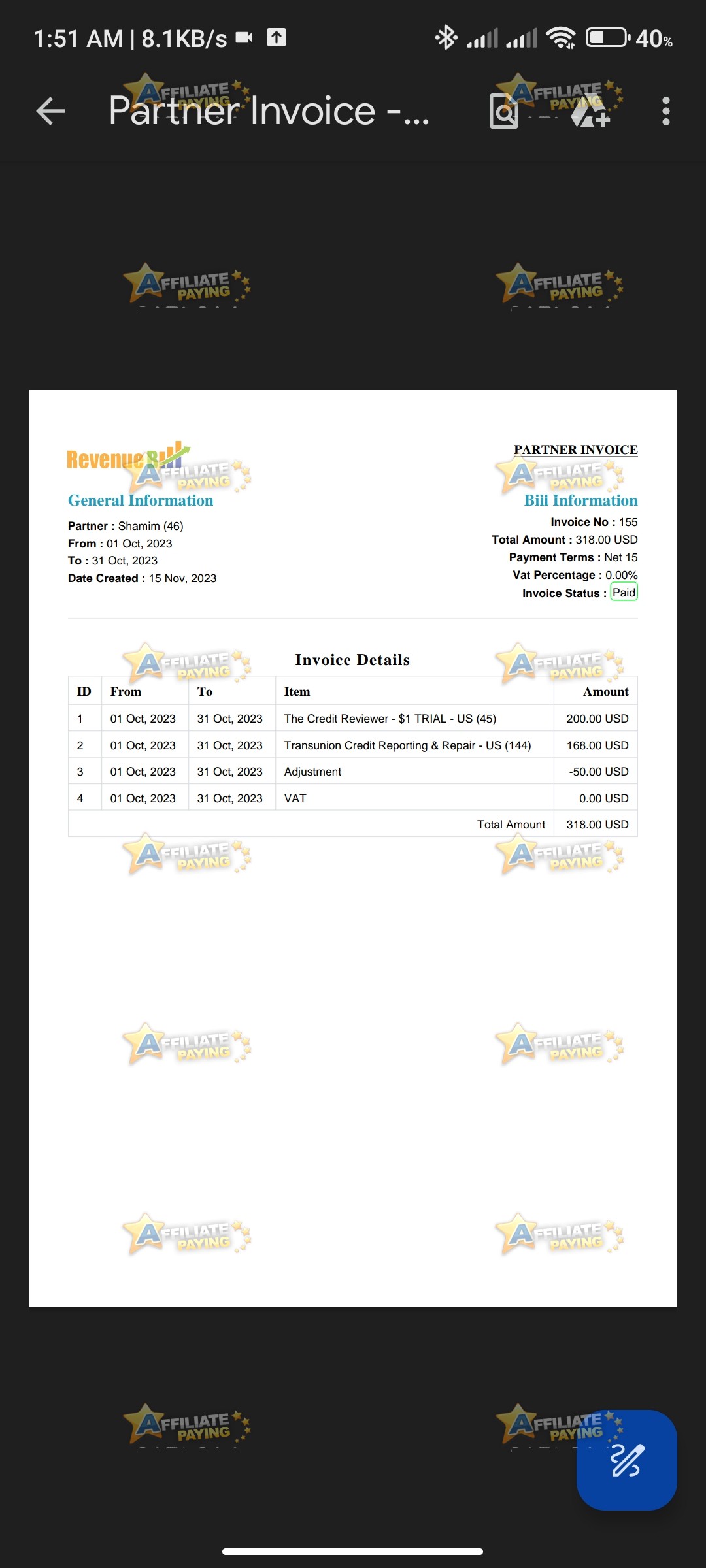 Revenue Bill - Affiliate Network Reviews & Details - Affpaying